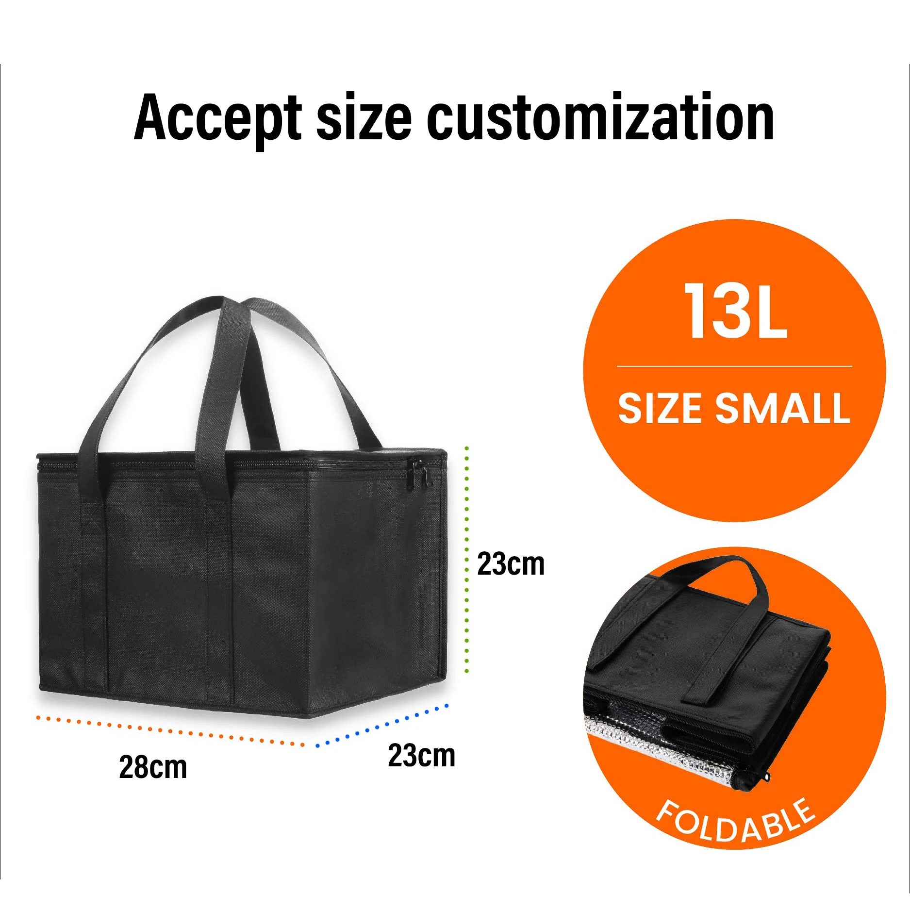Foldable Lunch Thermal Food Cooler Bag Rectangular Large Capacity ...