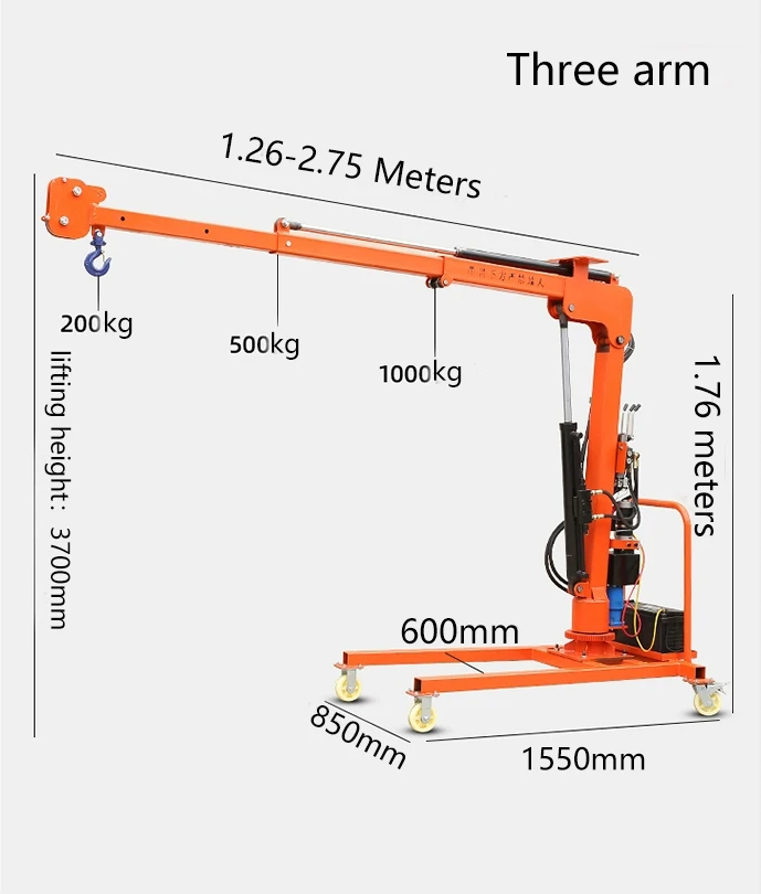 Lifting Rotary Hydraulic Boom Remote Control Electric Winch