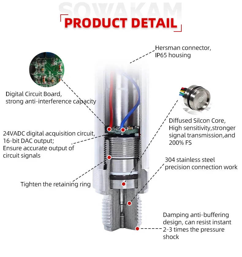 Oil Pressure Sensor Za-p300 Rs485 Output 0-20mpa Pressure Sensor 0-16 ...