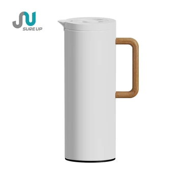 White Bottle Wood Handle Vacuum Jug With 1l Vacuum Flask Glass Inner ...