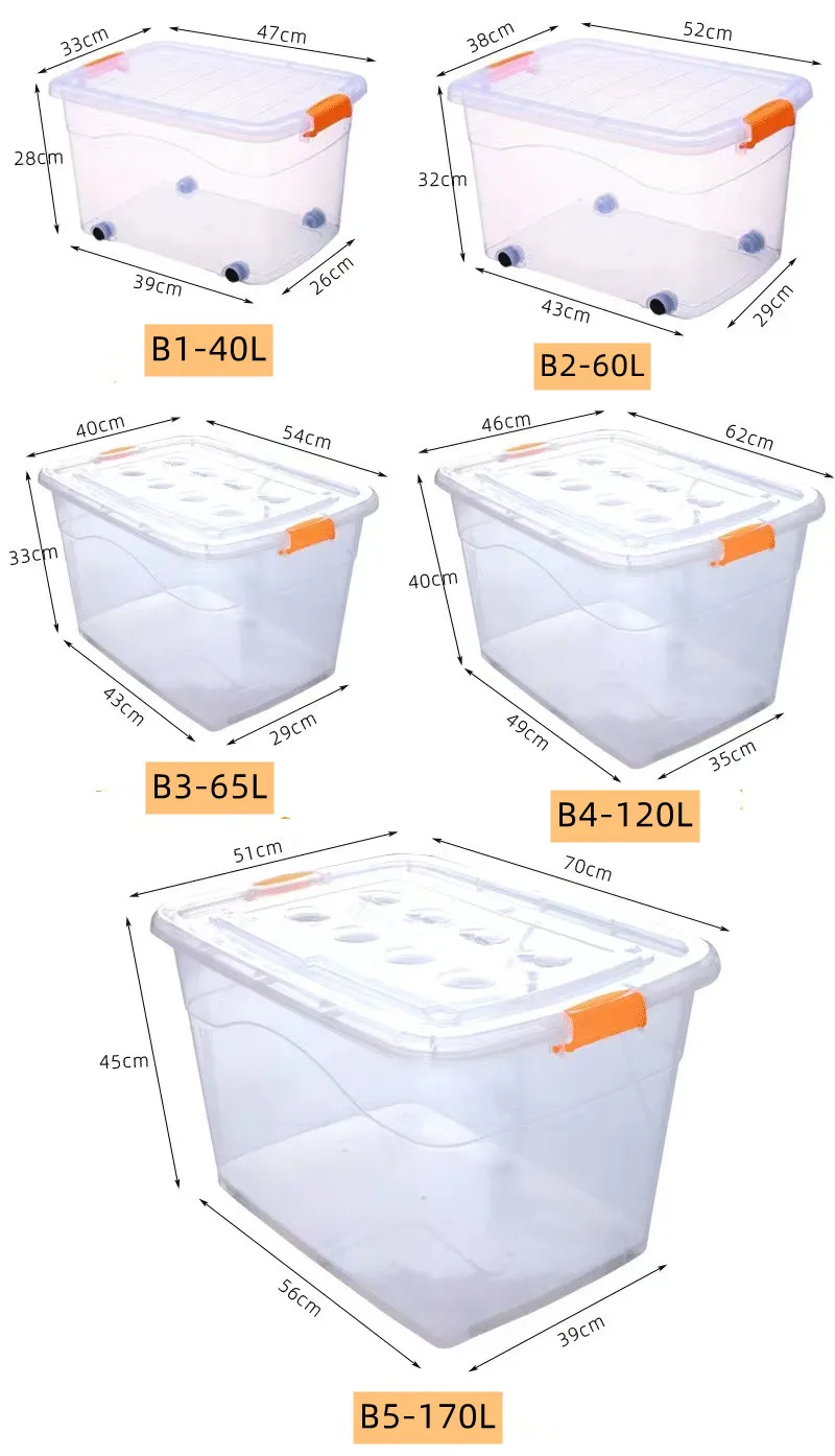 Different Sizes 27l 40l 65l Plastic Storage Box High Quality ...