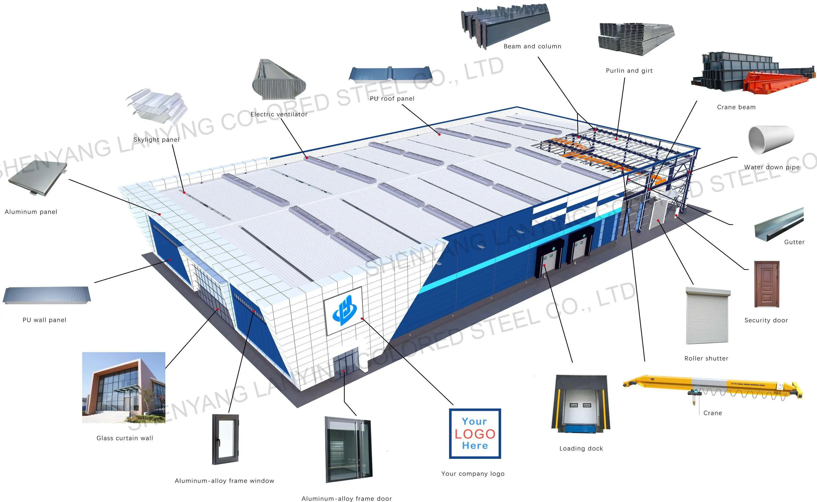 Maintenance-free Metal Structural Warehouse Prefab Steel Modern Design ...