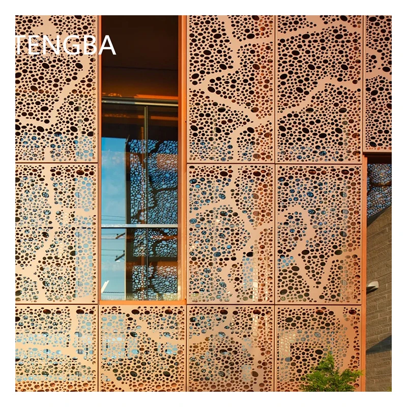 Modern Red Aluminum Cladding with Perforated Design for Restaurant ...