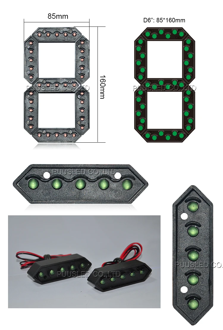 PUUSLED Waterproof Number LED 7 Segment Module 6inch