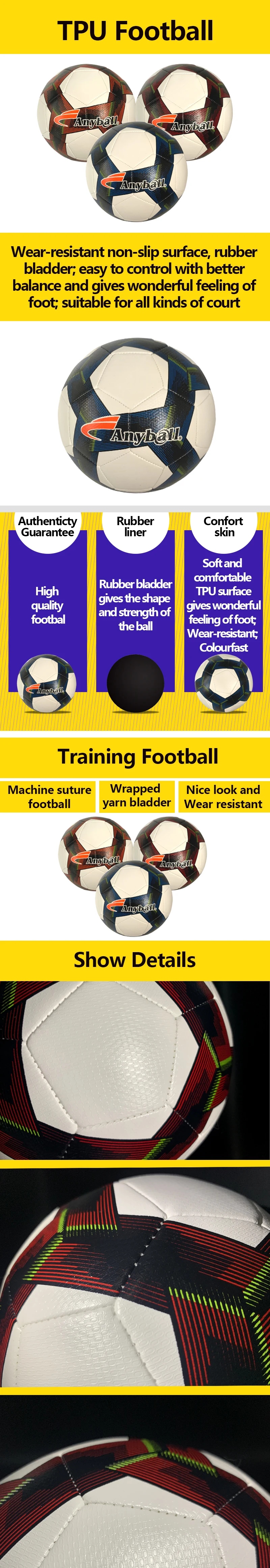 High Quality Machine Stitched Soccer Size 5 TPU Football Balls ...
