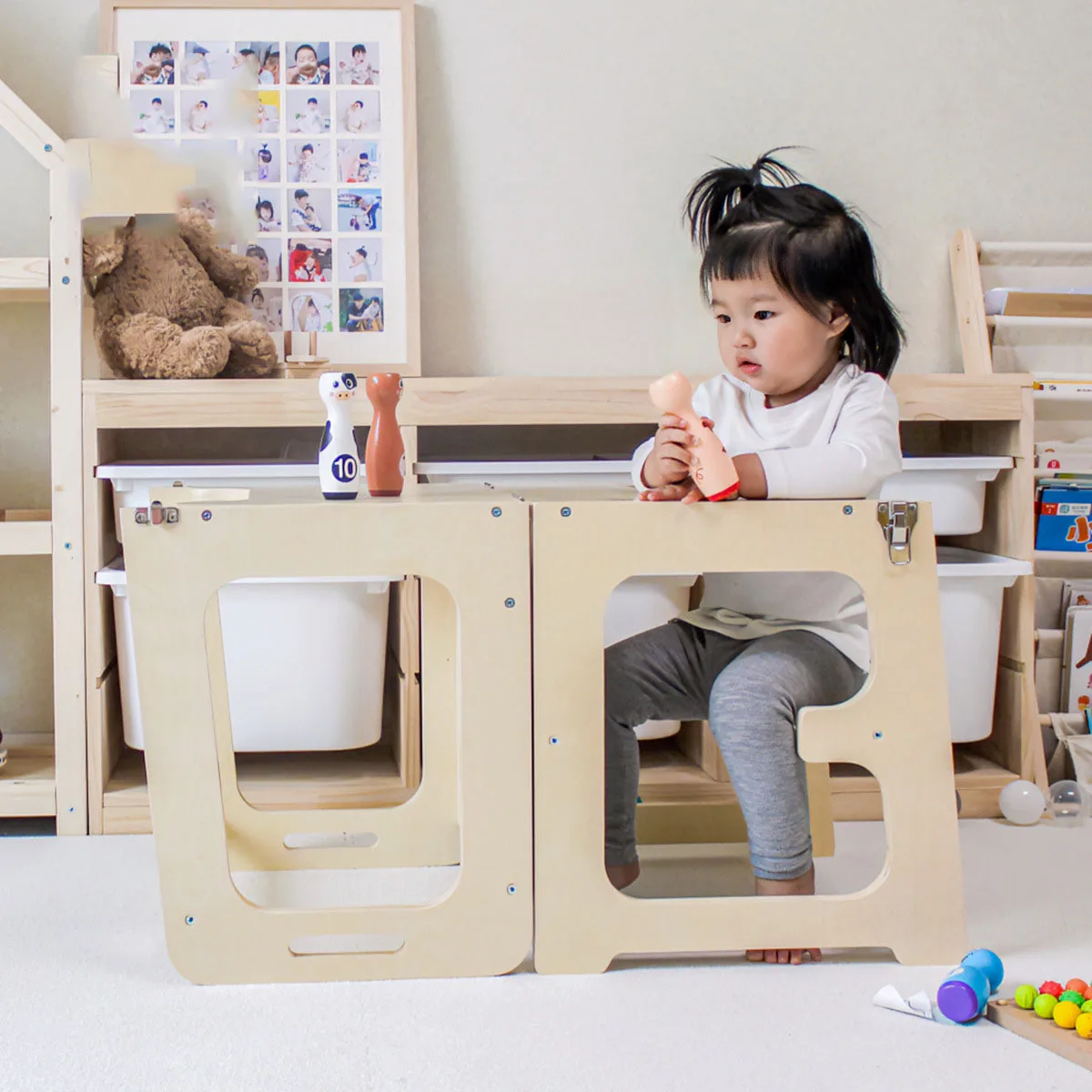 Custom Foldable Kitchen Helper Step Stool Teaching Aids Handrail Steps ...