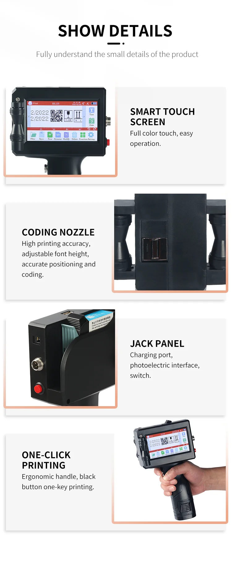 Foofon Fast Dry Ink Printer - Handheld Expiry Date Coder