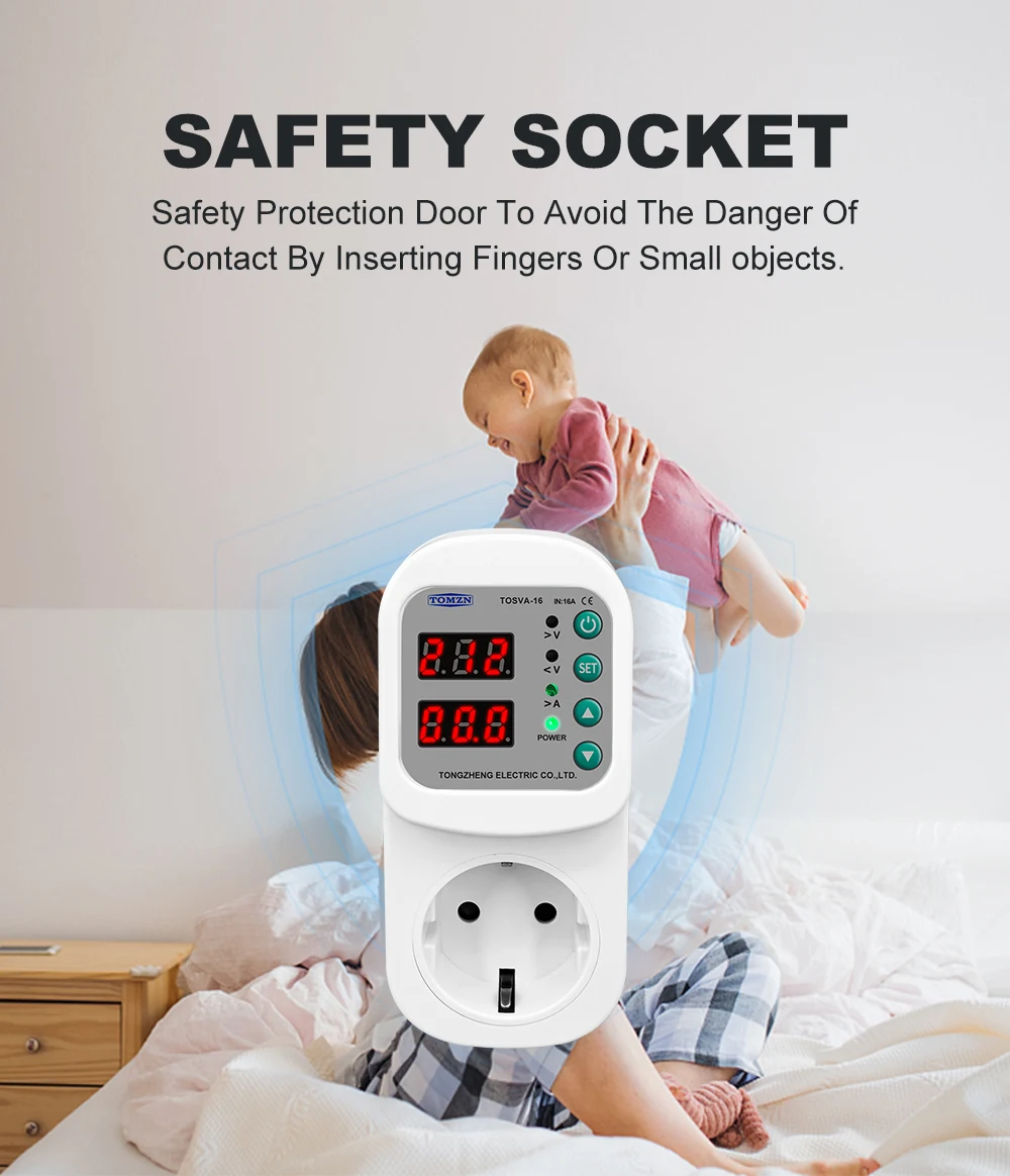 TOMZN Automatic Voltage Current Protector Socket AC 110V 220V