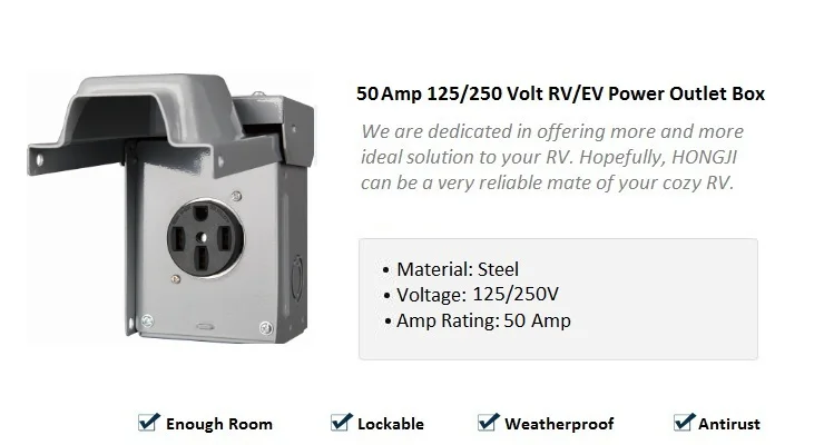 50 Amp Ev Power Outlet Box Enclosed Lockable Ev Power Pedestal ...