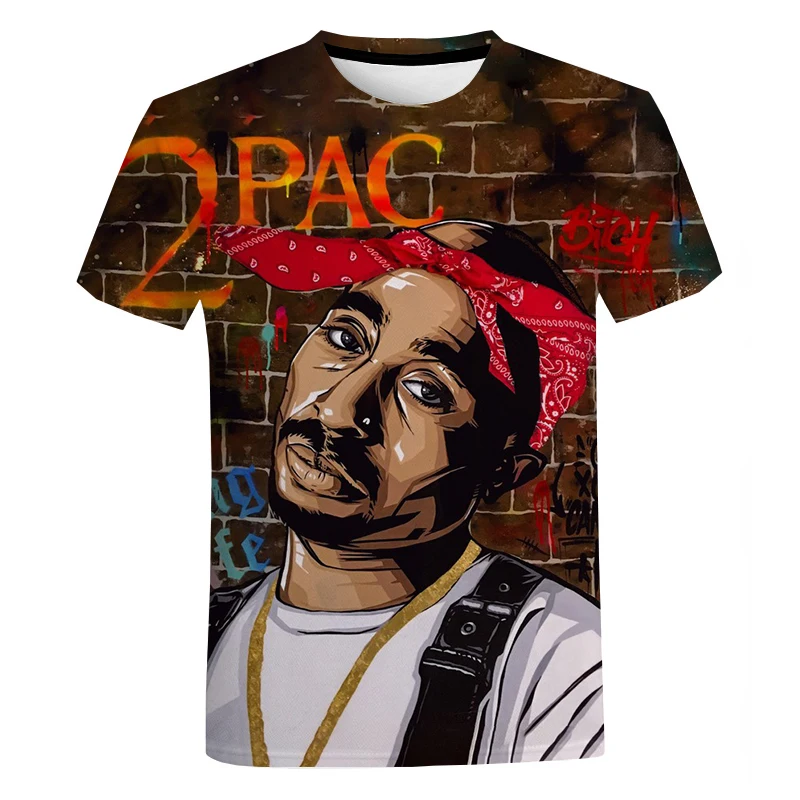 Rapper Tupac 2pac 3D Printed Shirt for Men Hip Hop T-shirt
