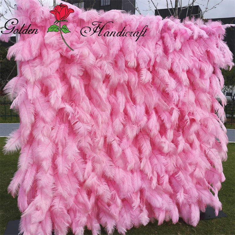 QSLH-CF092 OEM Wedding Backdrop Black Feather Wall Cloth Back Roll up ...