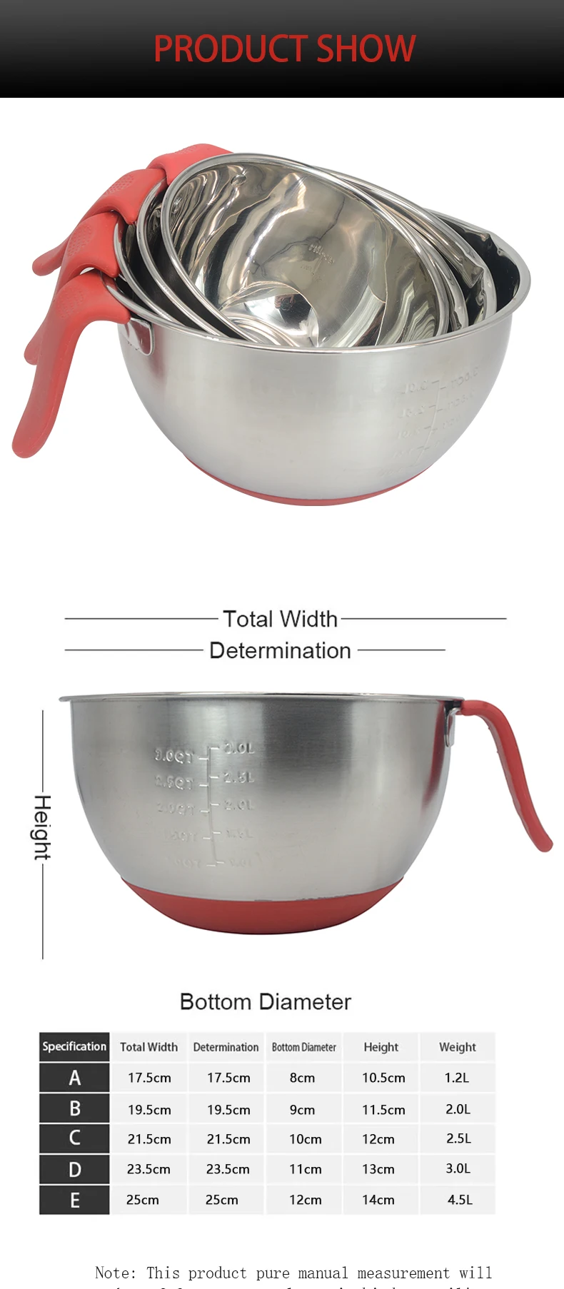 Multi-specification Nesting Mixing Bowl Sets Silicone Bottom Kitchen ...