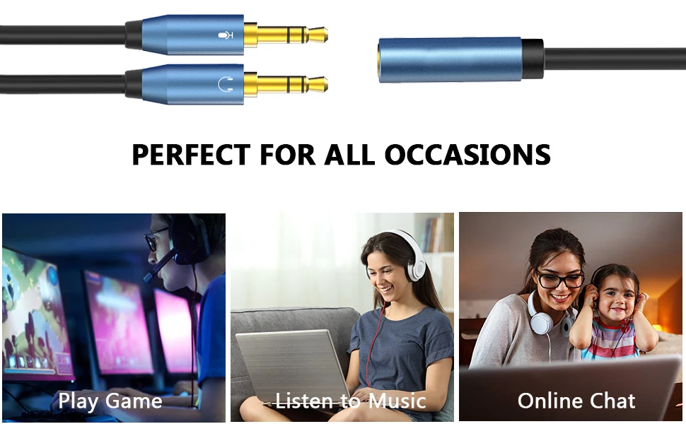 3.5mm Headphone Splitter Adapter Ctia Audio Splitter 2 Trs Female To 1 ...