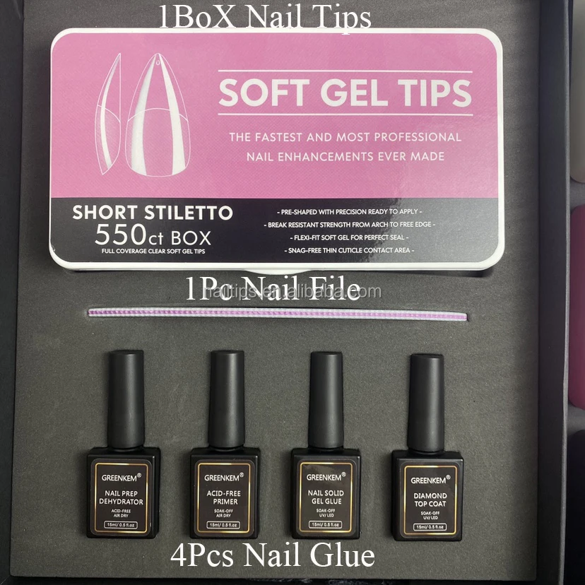 Custom Label Nail Gel X Kit Pink Box Nail Tips Soft Gel X Kit Multi ...