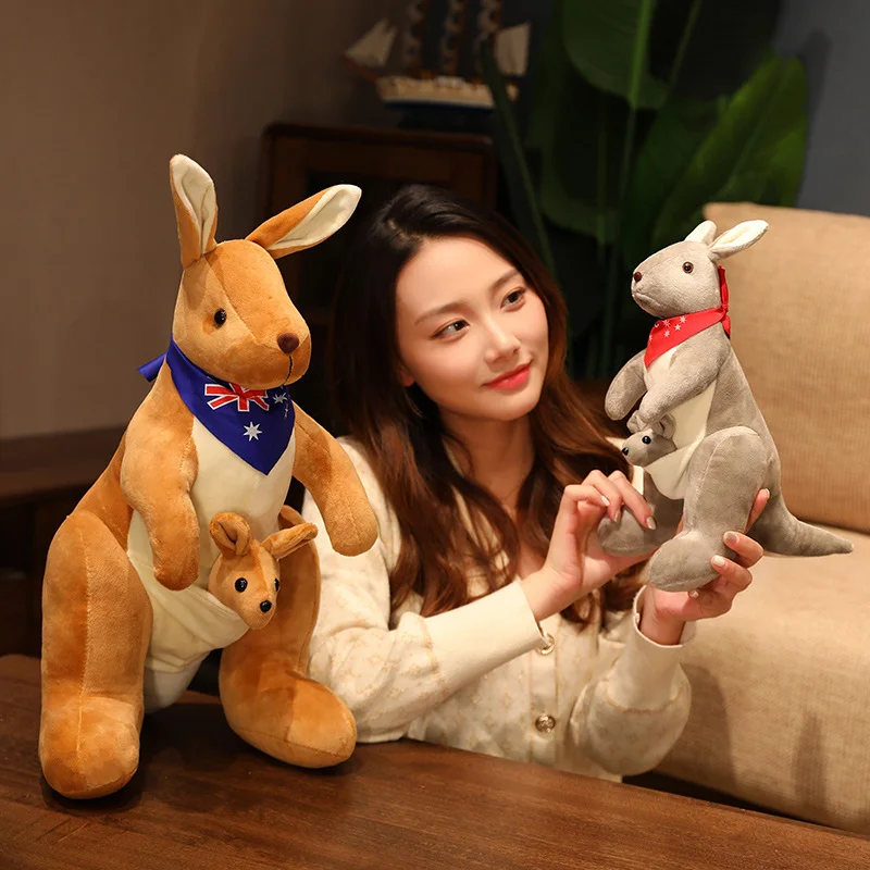 32cm 45cm 55cm 65cm Custom Australia Wholesale Cartoon Cute Gray Brown Kangaroo With Baby Plush ...