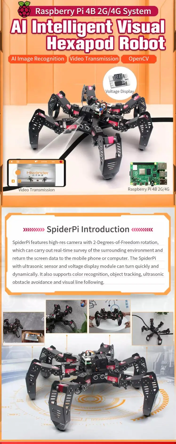 Hiwonder Spiderpi Steam Programming Hexapod Robot Powered By Raspberry Pi In 2020 Buy Hiwonder
