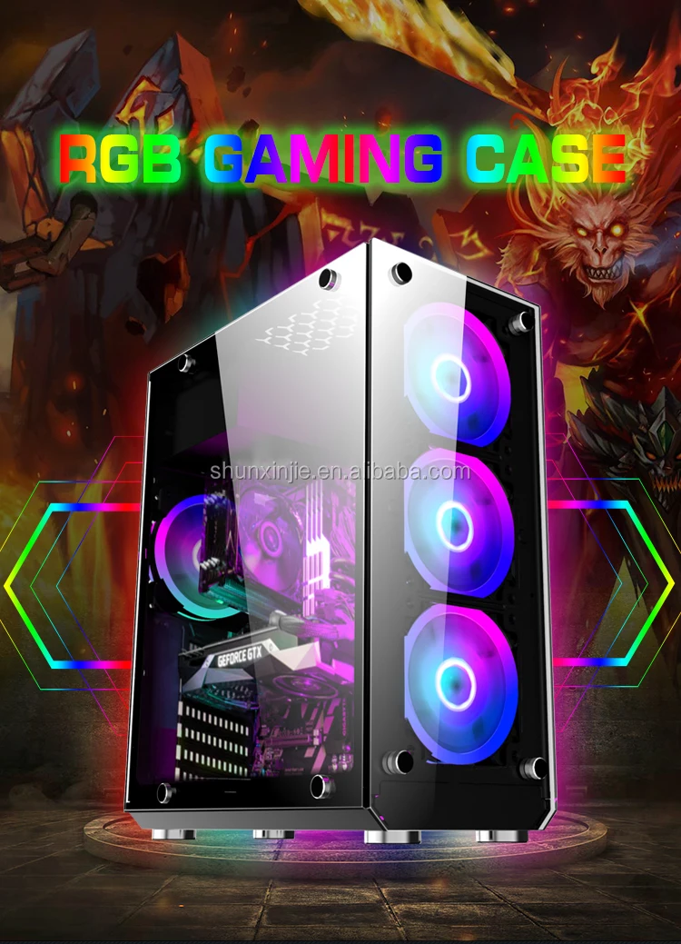 RGB Mid ATX PC CPU Cabinet - Gaming Computer Cases & Towers
