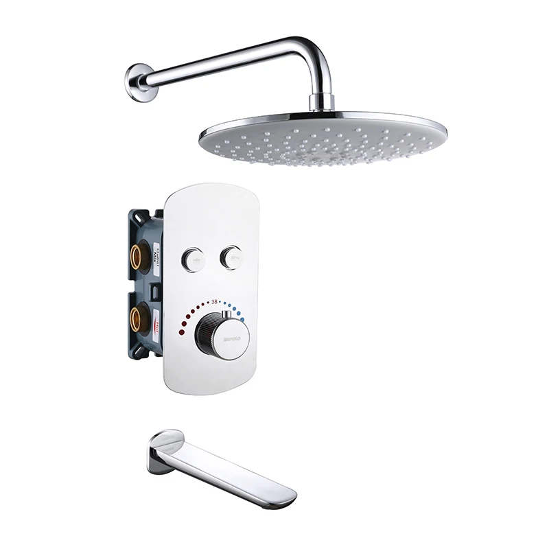 Empolo Luxury Hotel Bathroom Brass Shower Set Wall Concealed Chrome Two ...