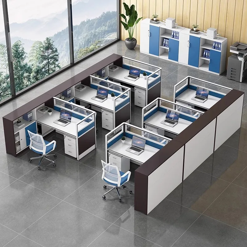 Modern Commercial Two-person Staff Office Desk Extendable Wooden ...