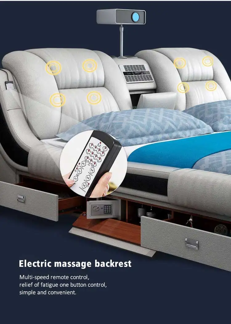 Modern Design Smart Leather Bed King Size Double Bedroom Furniture Set ...