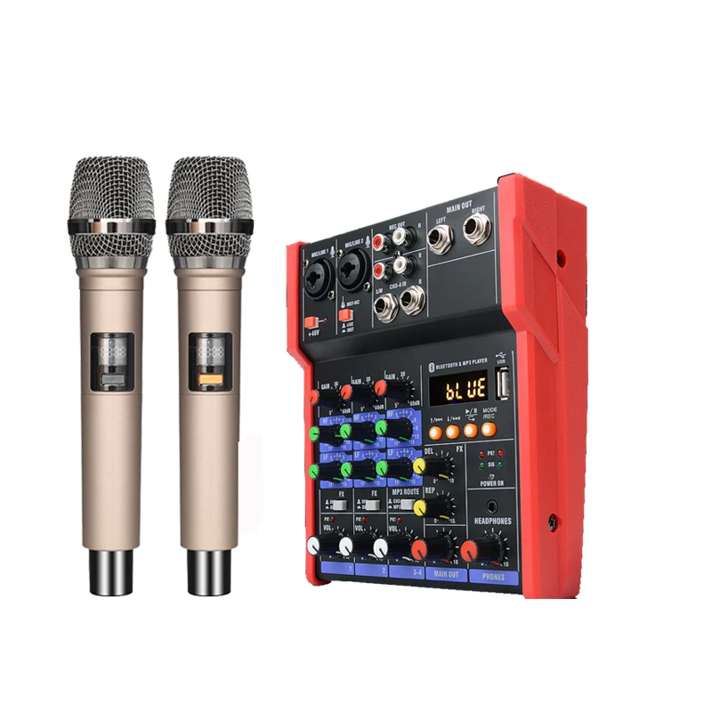 Mixing Console With Built Uhf Wireless Microfono 2 In One Kit Small 4 ...