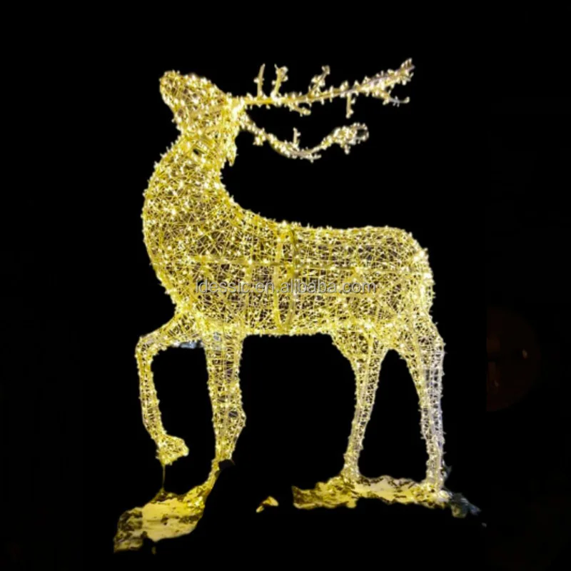 Outdoor 3d Large Illuminated Wire Frame Christmas Reindeer Sculpture ...