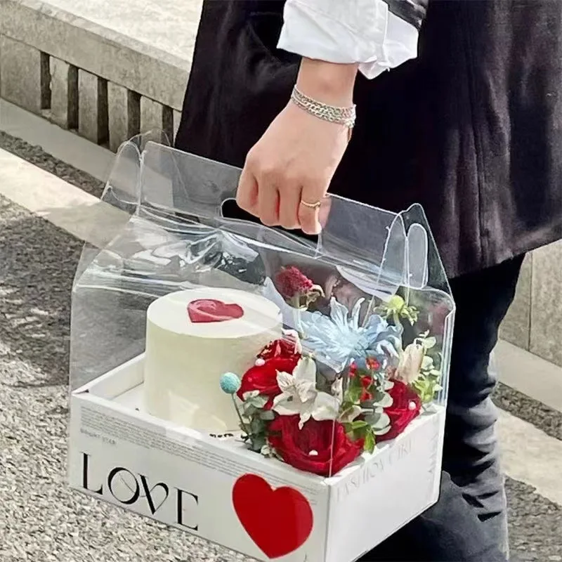 Exquisite Flower Cake Box - Folding Transparent Gift Box