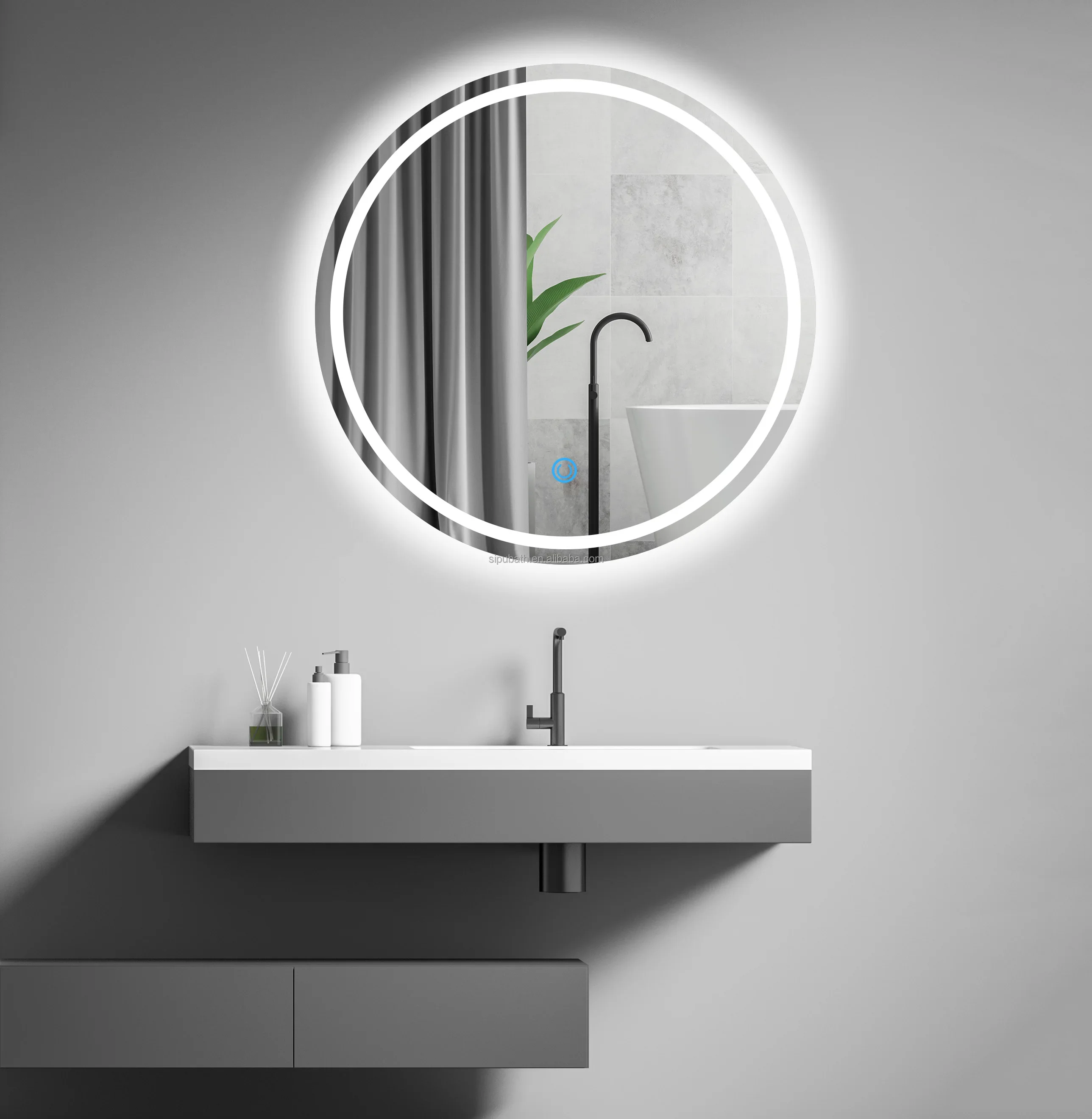 Modern Design Bathroom Led Mirror Custom Size Round Backlit Led Lighted ...