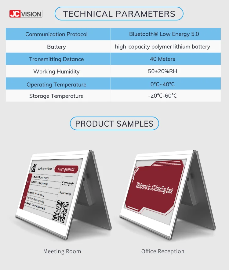 JCVISION IOT Smart Conference Table Name Card Wireless E-tag