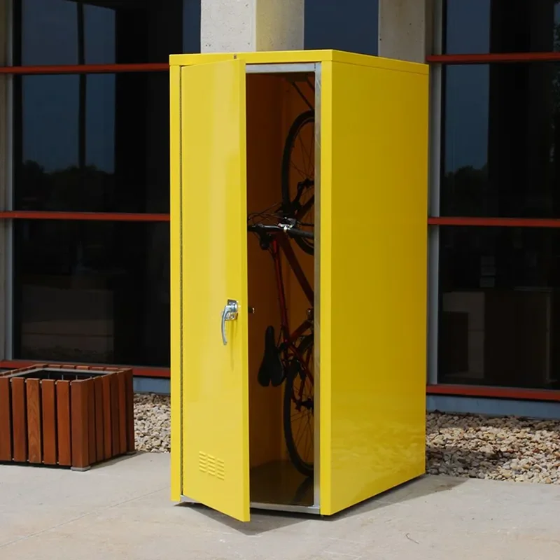 Public Single Door Steel Structure Lateral Bicycle Bike Lockers For ...