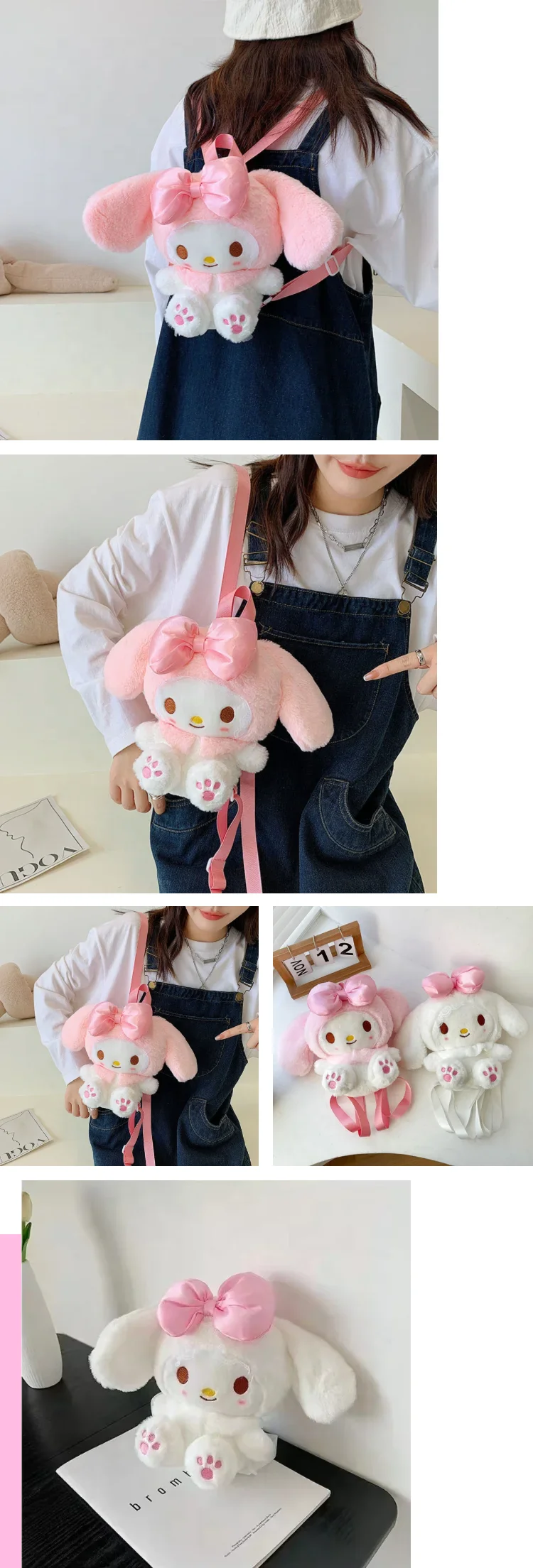 Kuromi Kuromi My Melody Plush Backpack Cute Stuffed Animals Dolls Toys ...
