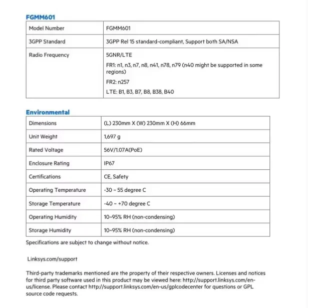 Linksys Fgmm601 Outdoor Industrial 5G CPE Router Gateway DTU with ...