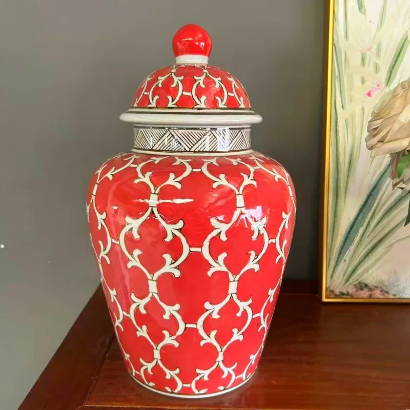 Custom Dark Art Deco Porcelain Tabletop Storage Ginger Jars with Lid ...