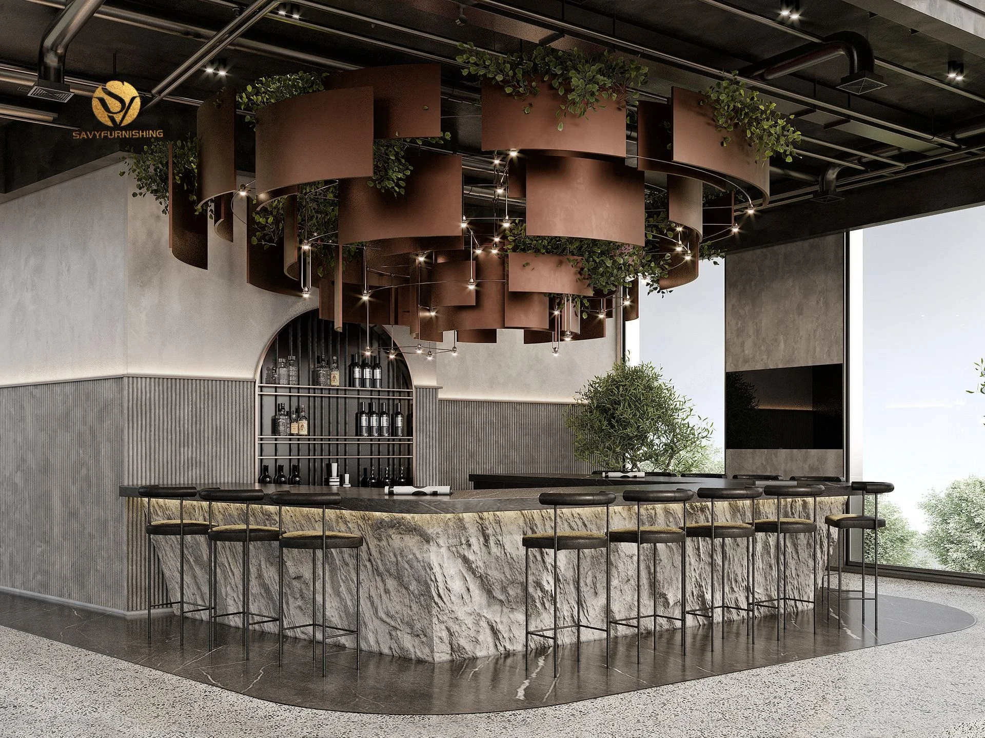 Industrial Coffee Shop Counter Cafe Bar Design High End Bar Counter For ...