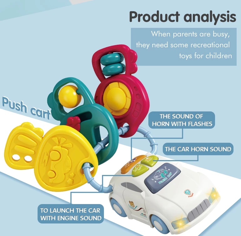 Cartoon Plastic Infant Teeth Baby Rattle Toy Battery Operated Baby Car ...