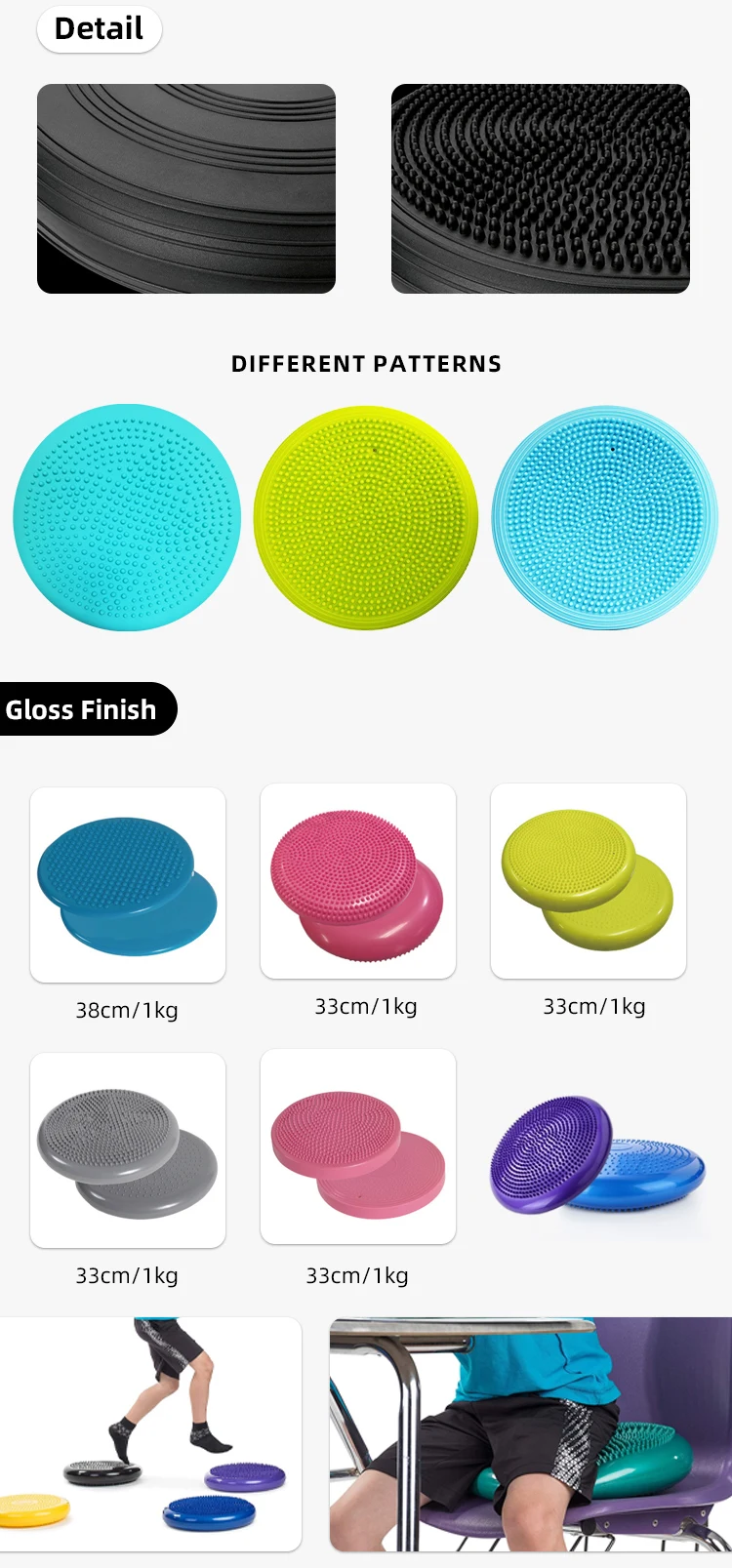 Durable Inflatable Stability Yoga Massage Wobble Cushion Balance Disc ...