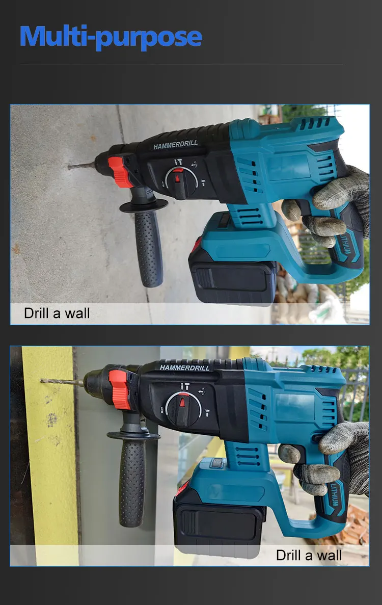Brushless Electric Hammer, 21V Rechargeable Multifunctional Electric ...