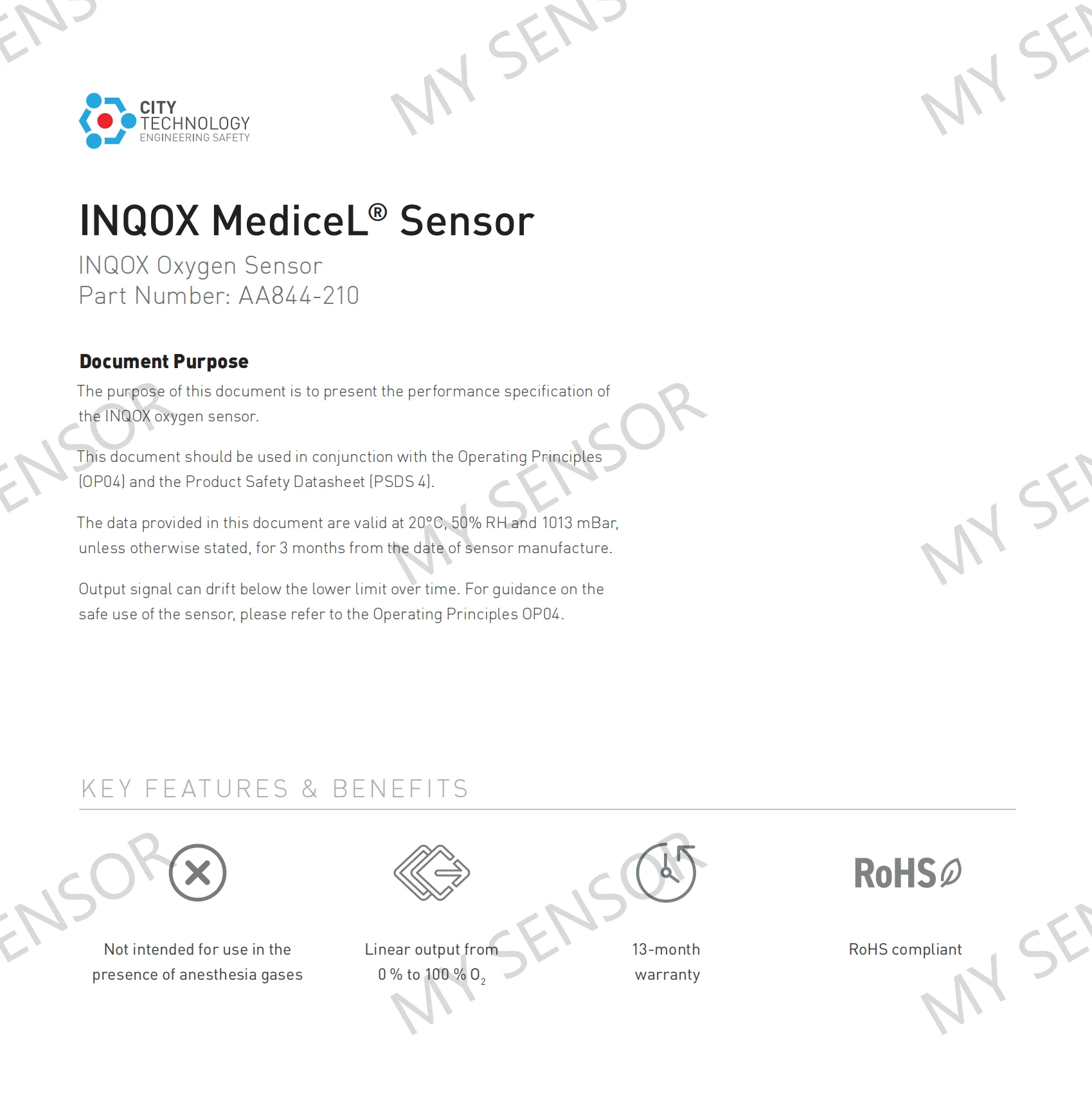 Medicel Oxygen Sensor For Anaesthesia Breathing Machine General O2 ...