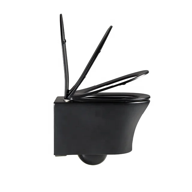 Anbi Custom Wall-hung Wc Rimless Black Wall Mount Suspended Toilet ...