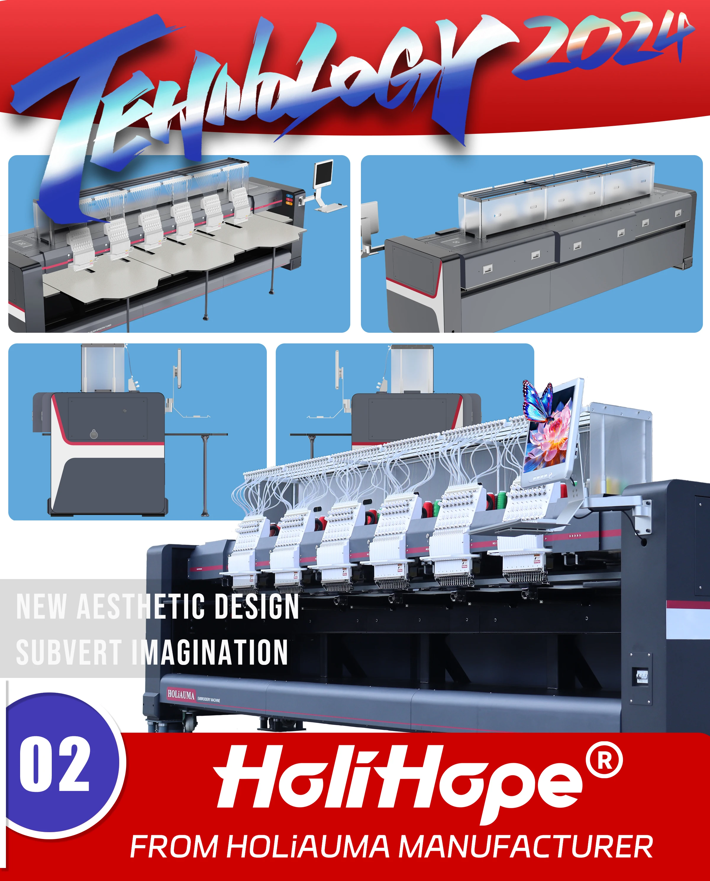 10-year Motor Quality Warranty Holiauma 6 Head Embroidery Machine ...