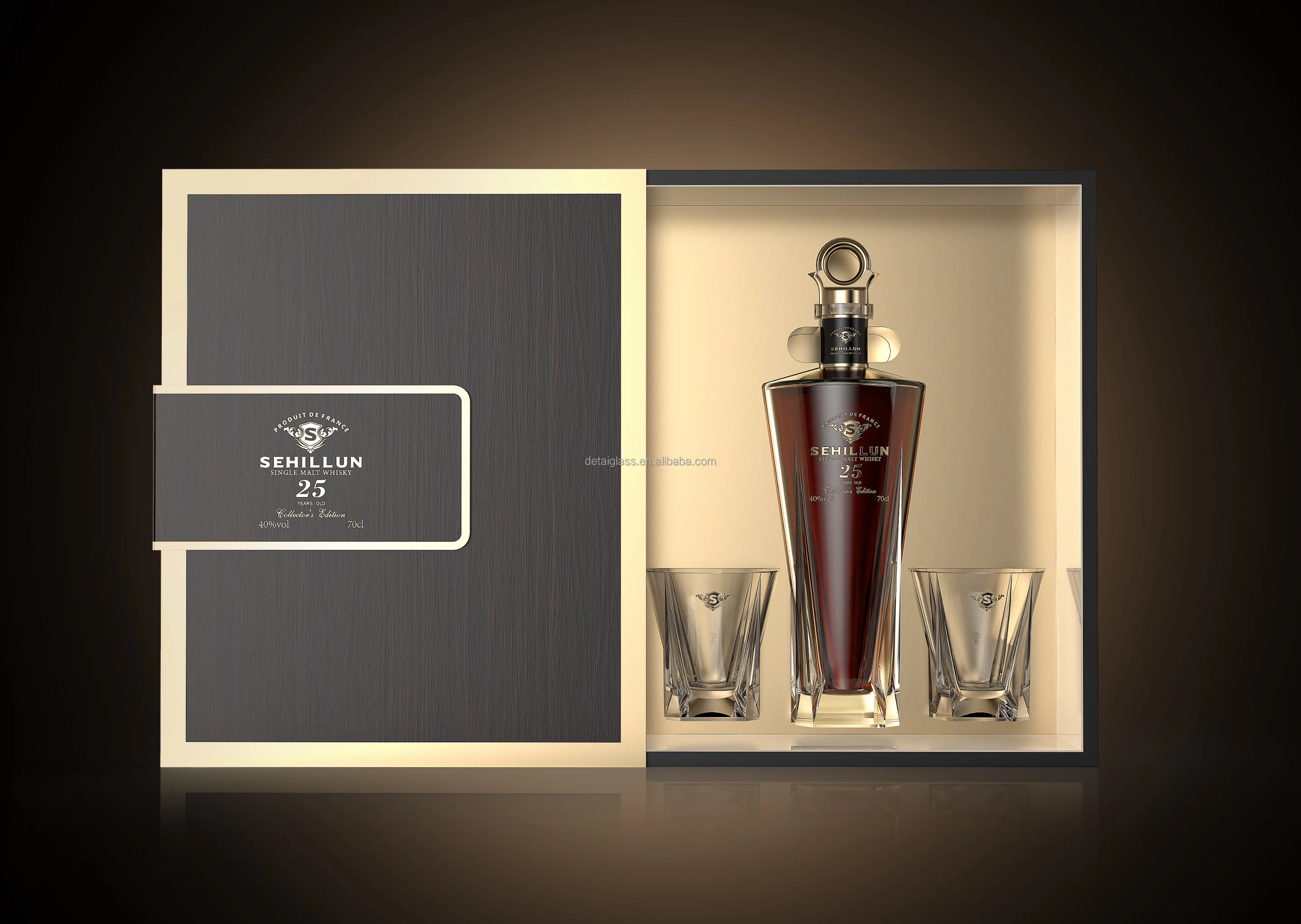 700Ml Glass Spirit Bottles Black Packaging Boxes Premium Liquor Paper ...