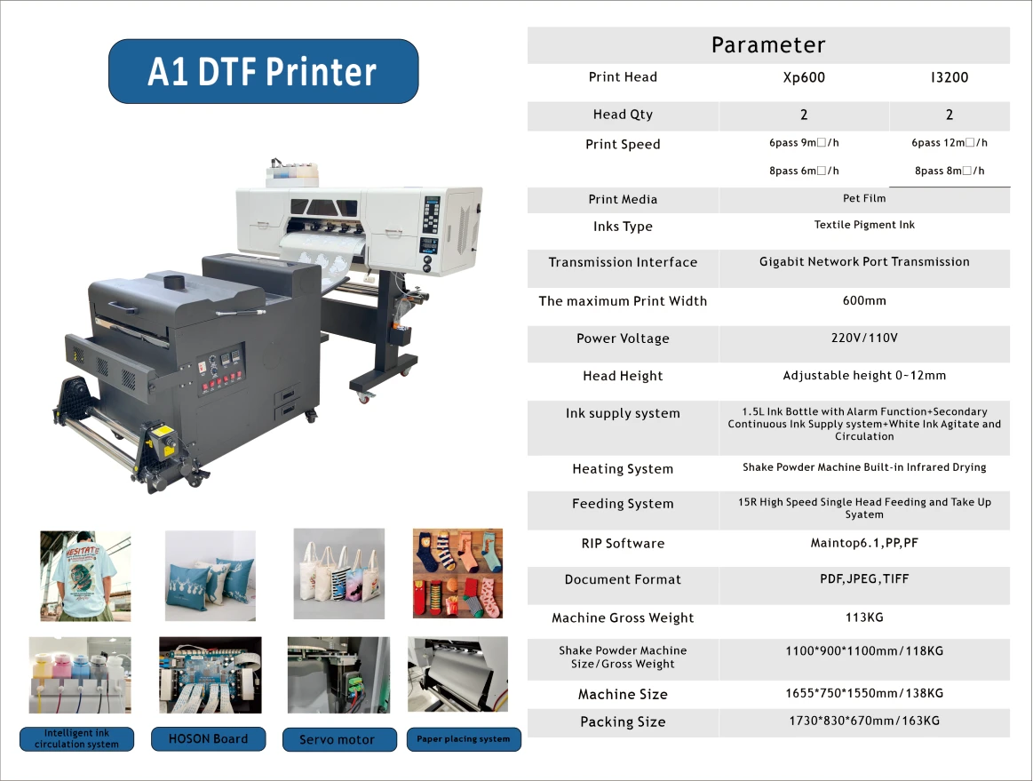 60cm DTF Printer I3200 XP600 I1600 Heads - Automatic Tshirt Printing