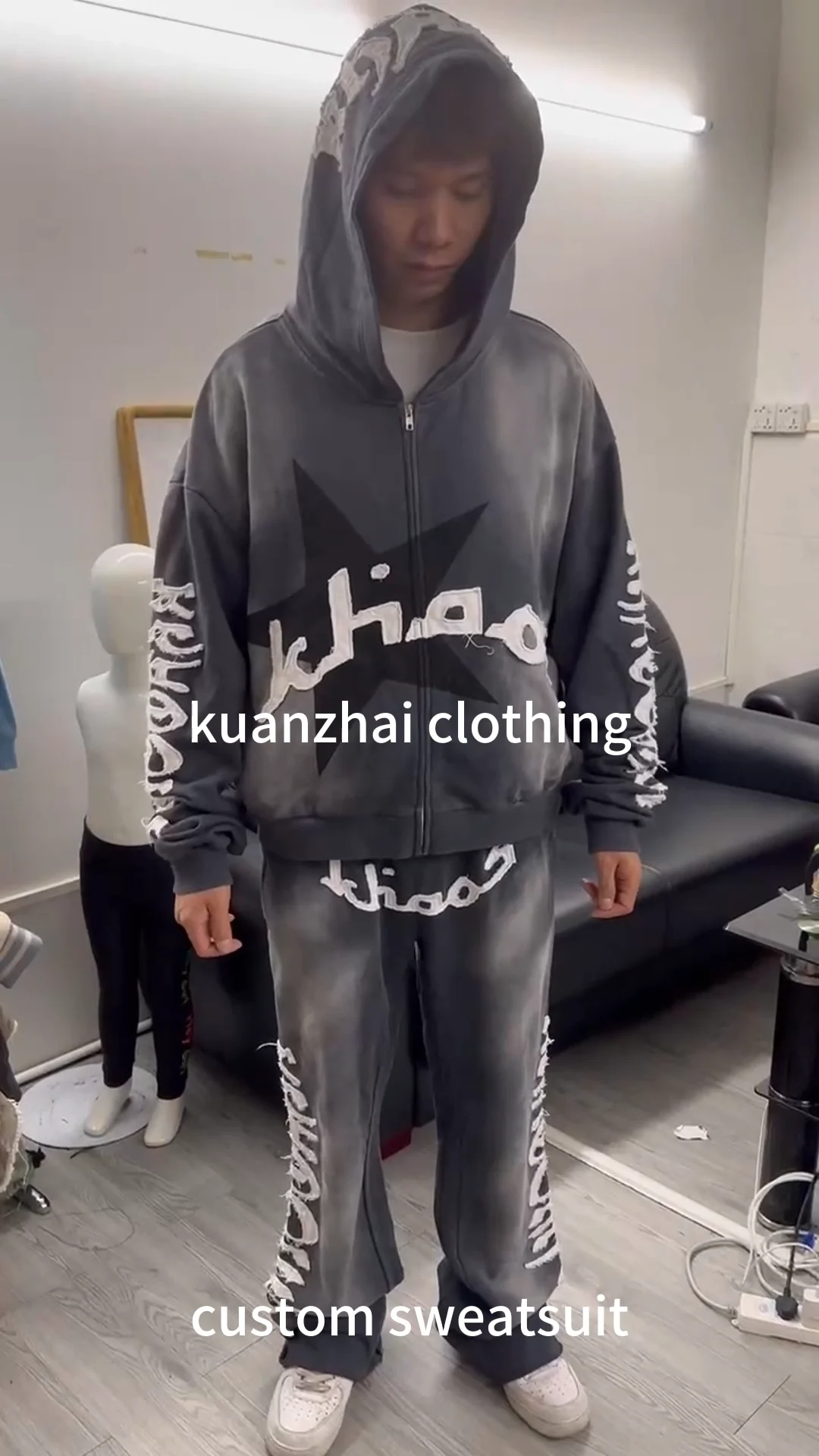 Wholesale Manufacturer Stacked Track Flared Sweatpants Jogger Custom ...