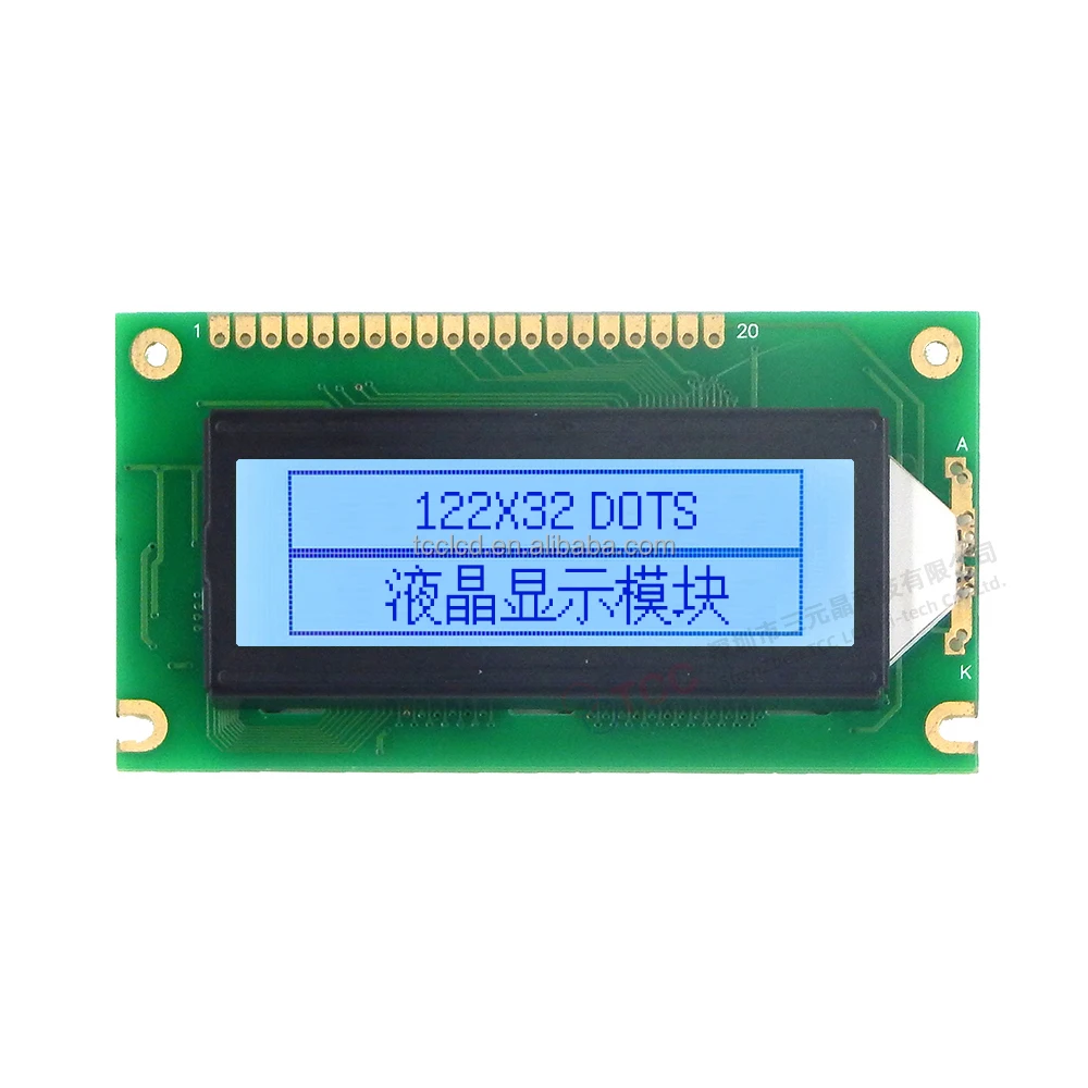 20 Pin Graphic LCD 8 Bit Parallel 122X32 Monochrome Display