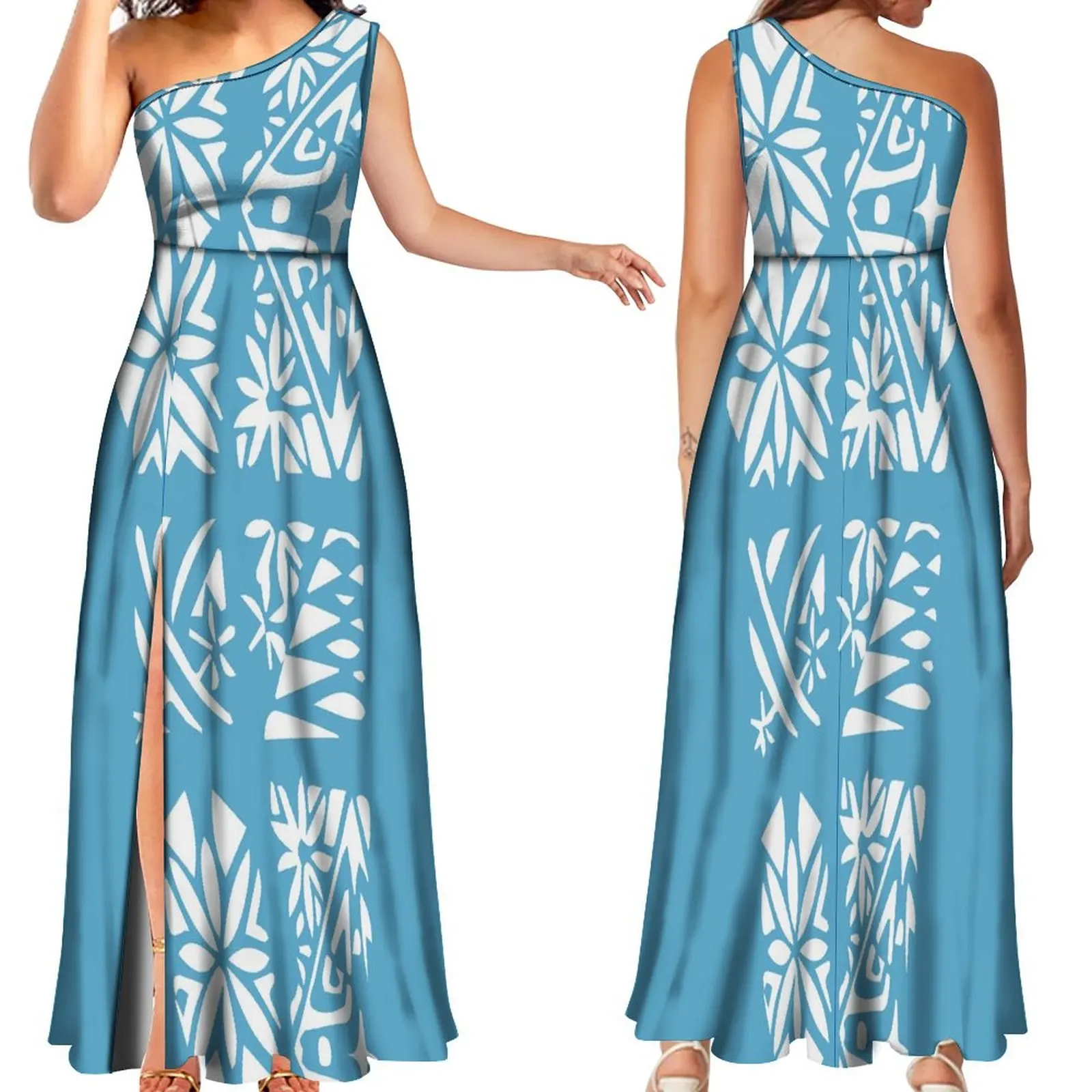 Drop Shipping Oblique Shoulder Sleeveless Long Ladies Dress Customized ...