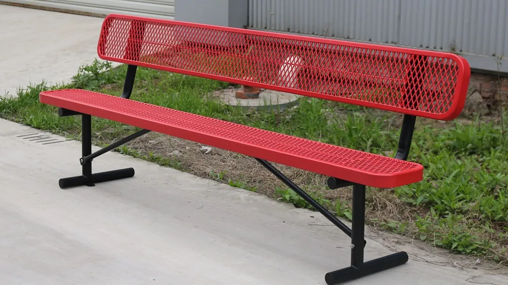 Outdoor Expanded Metal Mesh Bench Seat Outside Park Garden Steel Bench ...