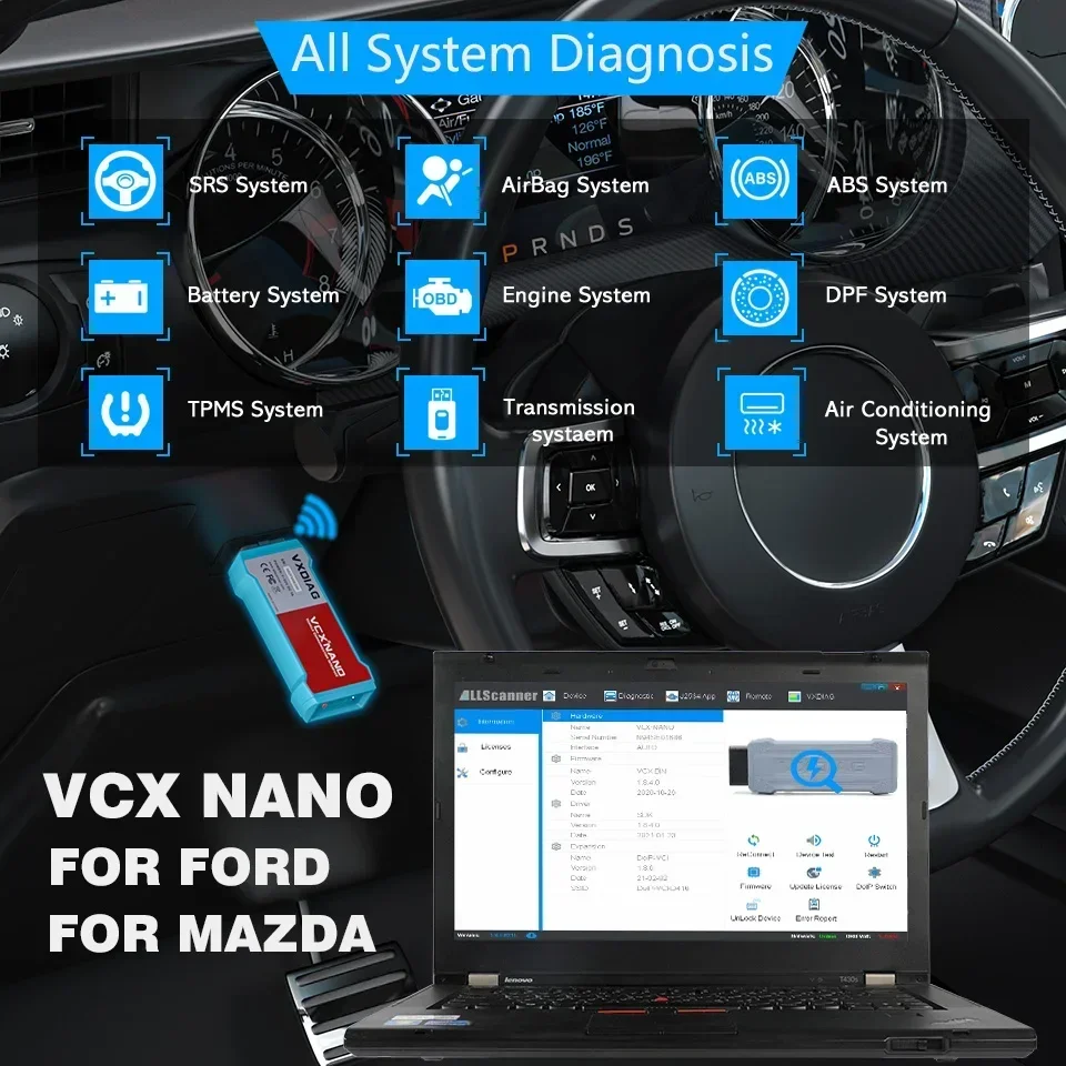 VXDIAG VCX NANO for Ford/mazda - 2 in 1 IDS J2534 Tool