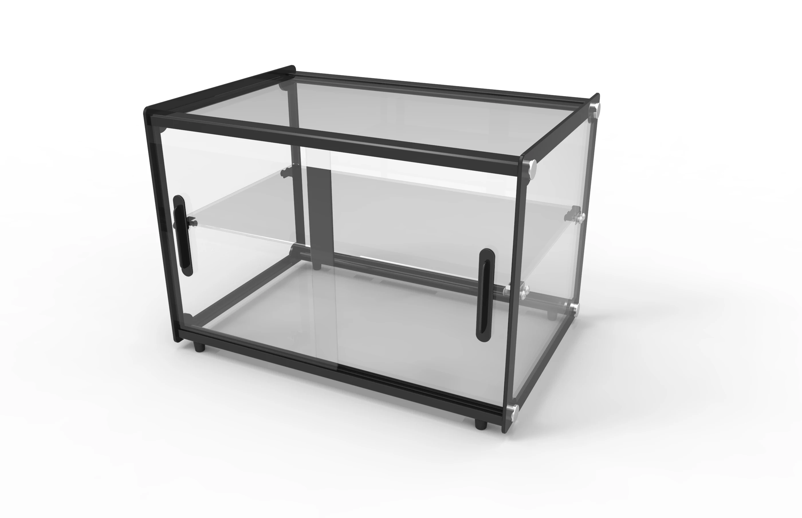 Cake display Commercial Catering Glass Showcase Square Four-Sided Safe ...