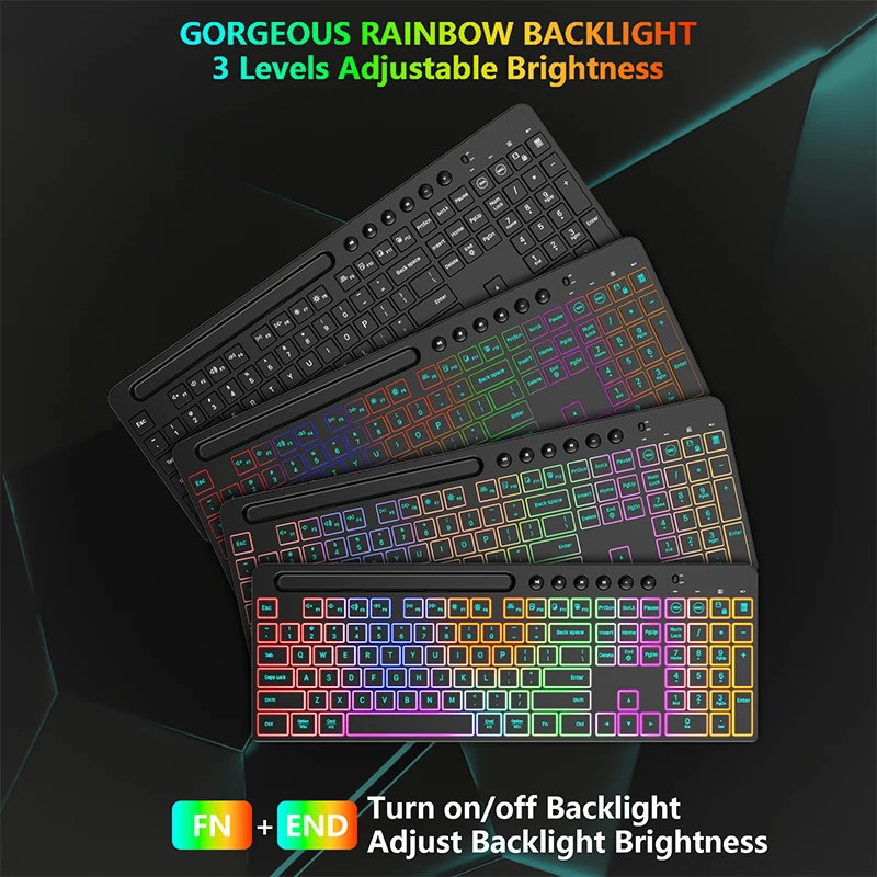 COUSO Wireless Keyboard Mouse Combo - 114 Keys, RGB, Waterproof