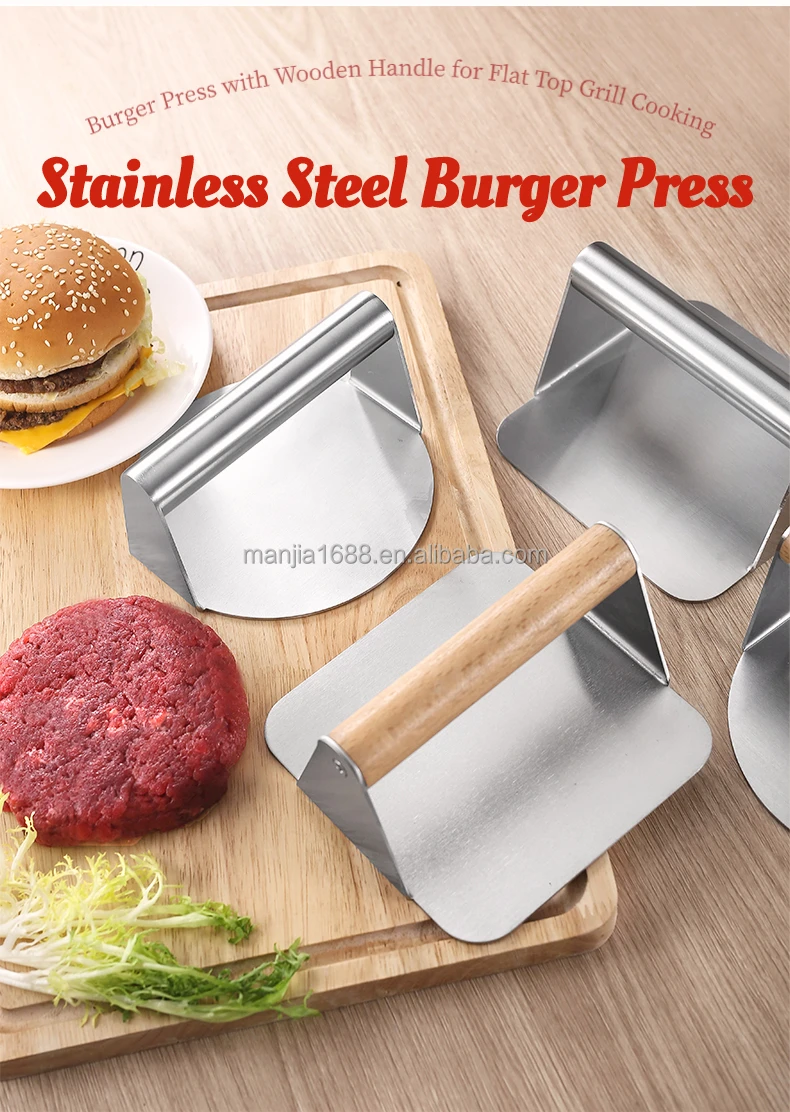 Manjia Kitchen Gadgets Bacon Patty Burger Press Smasher Stainless Steel ...